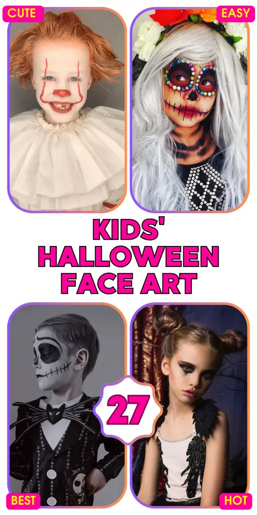 Kids' Halloween Face Art: 27 Easy and Cute Ideas for Spooky Fun - Witch ...
