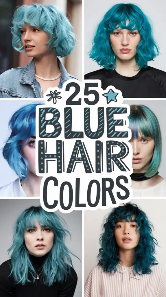 Trendy Blue Hairstyles for 2024: Sleek Bobs, Glamorous Waves, and ...