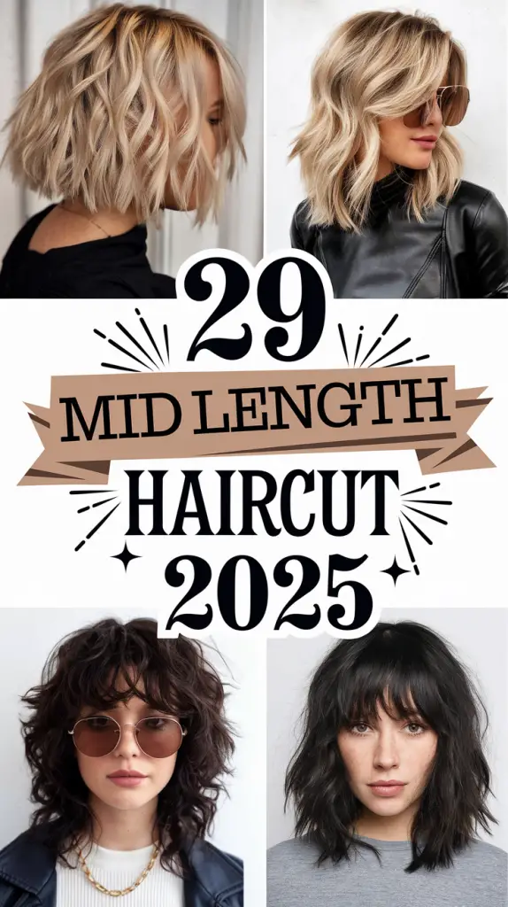 29 Trendy Mid Length Haircuts 2025 for Thick, Fine, Curly Hair with ...