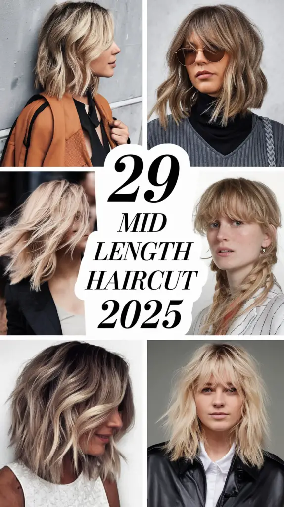 29 Trendy Mid Length Haircuts 2025 for Thick, Fine, Curly Hair with ...