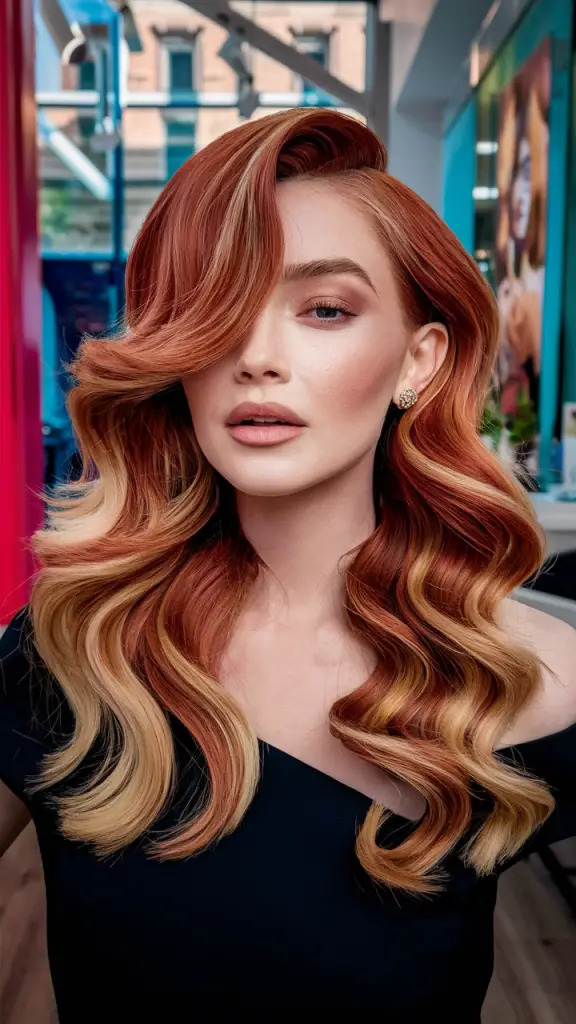 27 Stunning Red and Blonde Hair Color Ideas: Peekaboo, Ombre, Curly ...