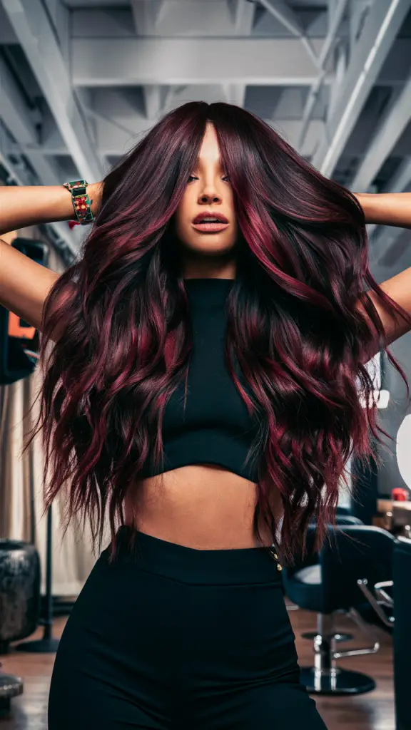 Explore Stunning Black Cherry Hair Colors with Highlights, Curls, and ...