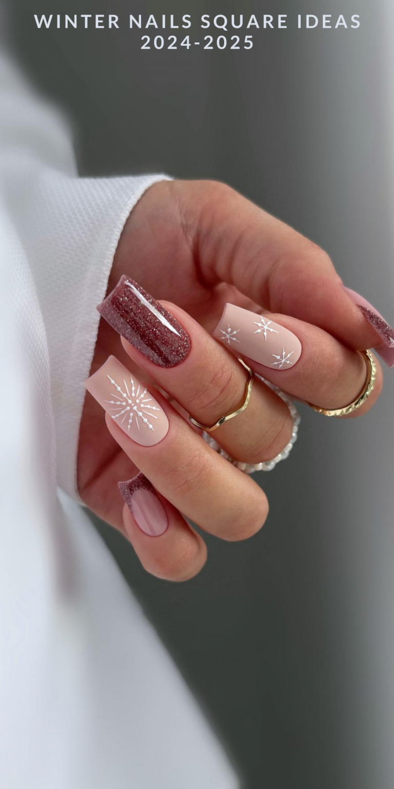Trendy Winter Nails Square Ideas 2024-2025: Elegant Acrylic, Ombre ...