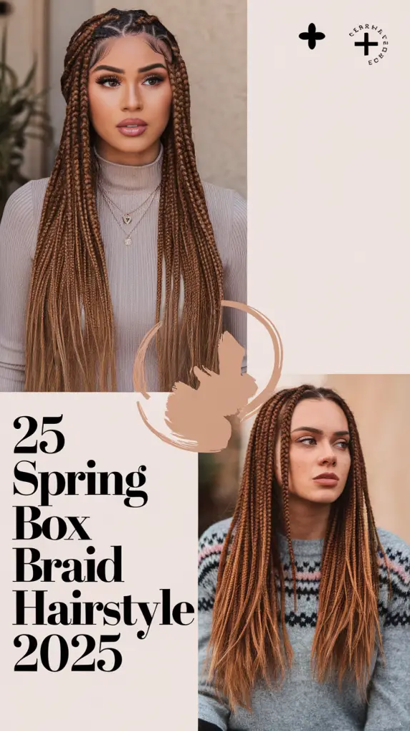 25 Trendy Spring Box Braid Hairstyles 2025: Knotless, Jumbo, Cornrow ...
